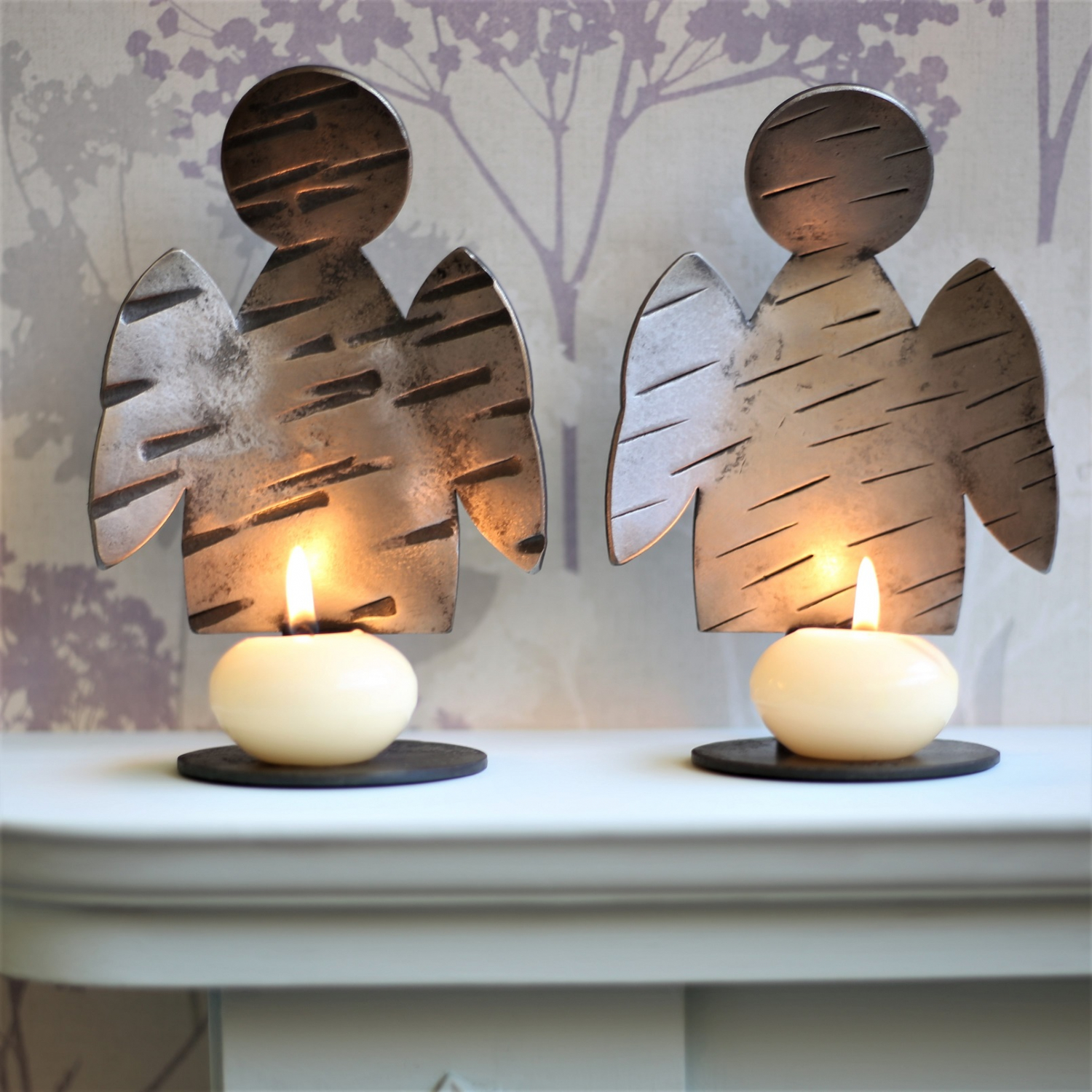 2 x Angel Candle Holders, Personalised Angel - Coach House Forge