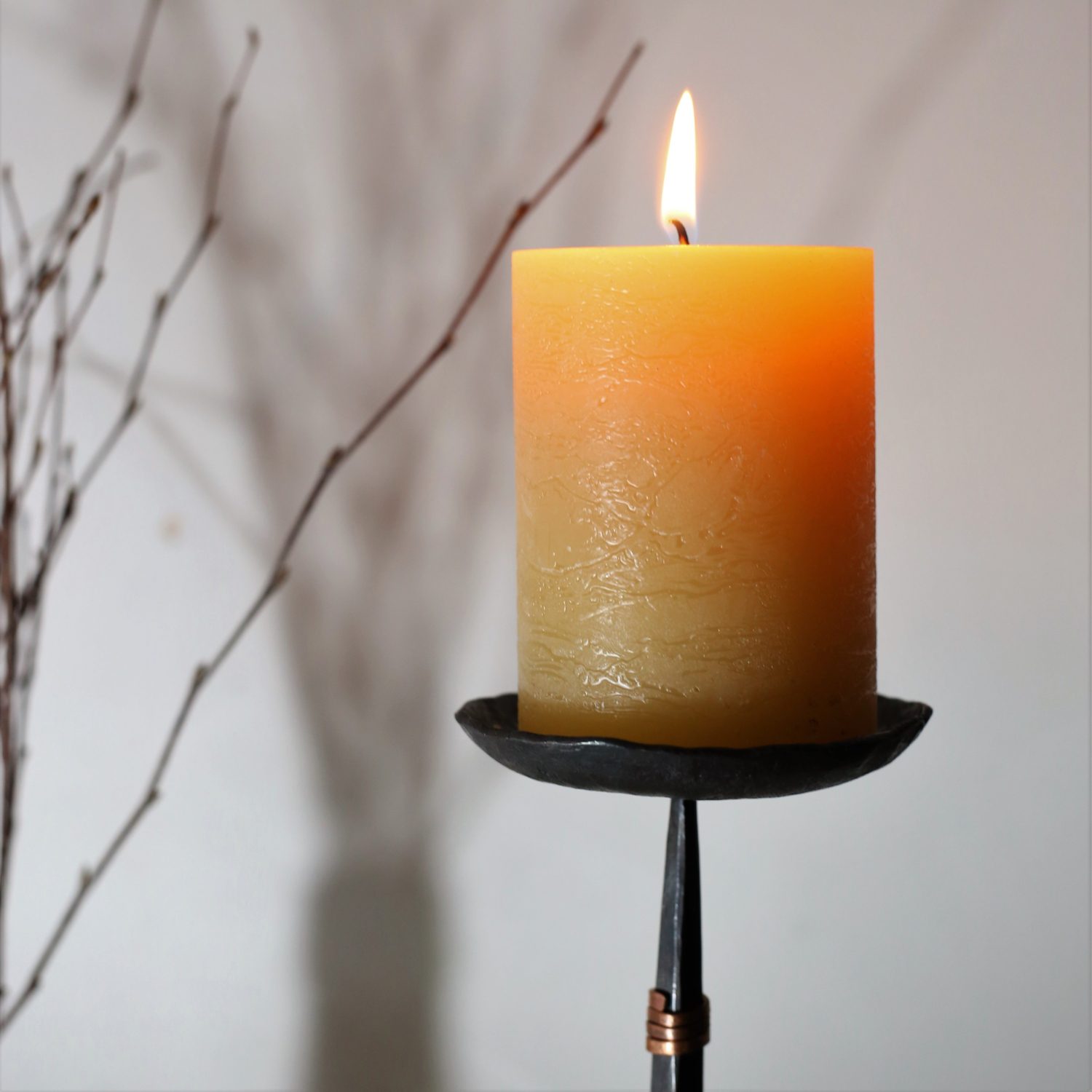 Tall Candlestick hand forged from Iron and Copper, 7th Anniversary Gift ...